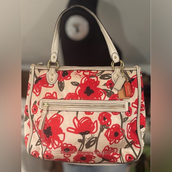Coach | Bags | Coach Poppy Red And White Floral Shoulder Bag | Poshmark